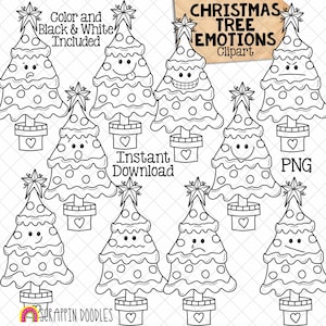 Christmas Tree Emotions Clip Art - Expression Clipart - Trees Making ...