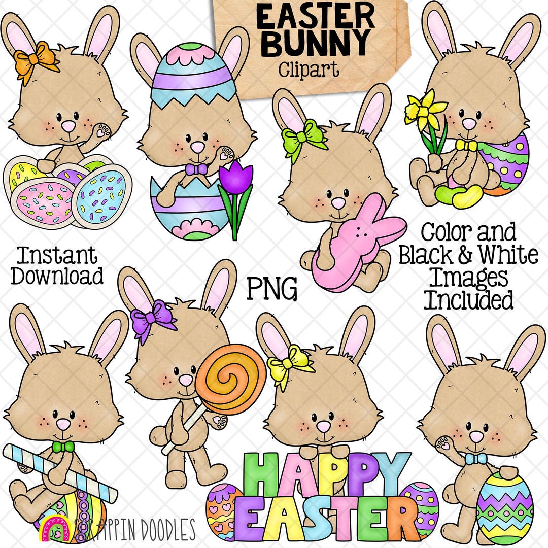 Easter Bunny Clip Art - Easter Candy - Rabbits in Different Poses ...