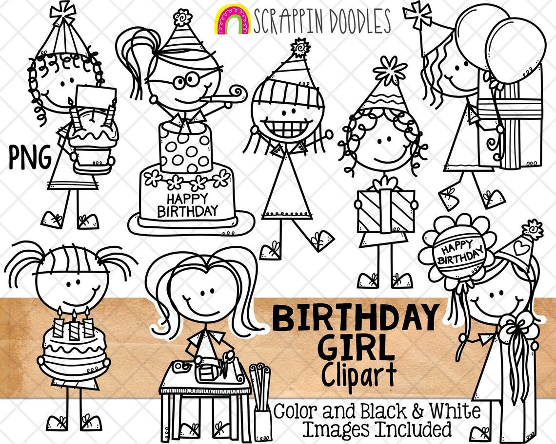 Birthday Clipart Doodle Girls Birthday Clip Art Birthday Party Cake ...
