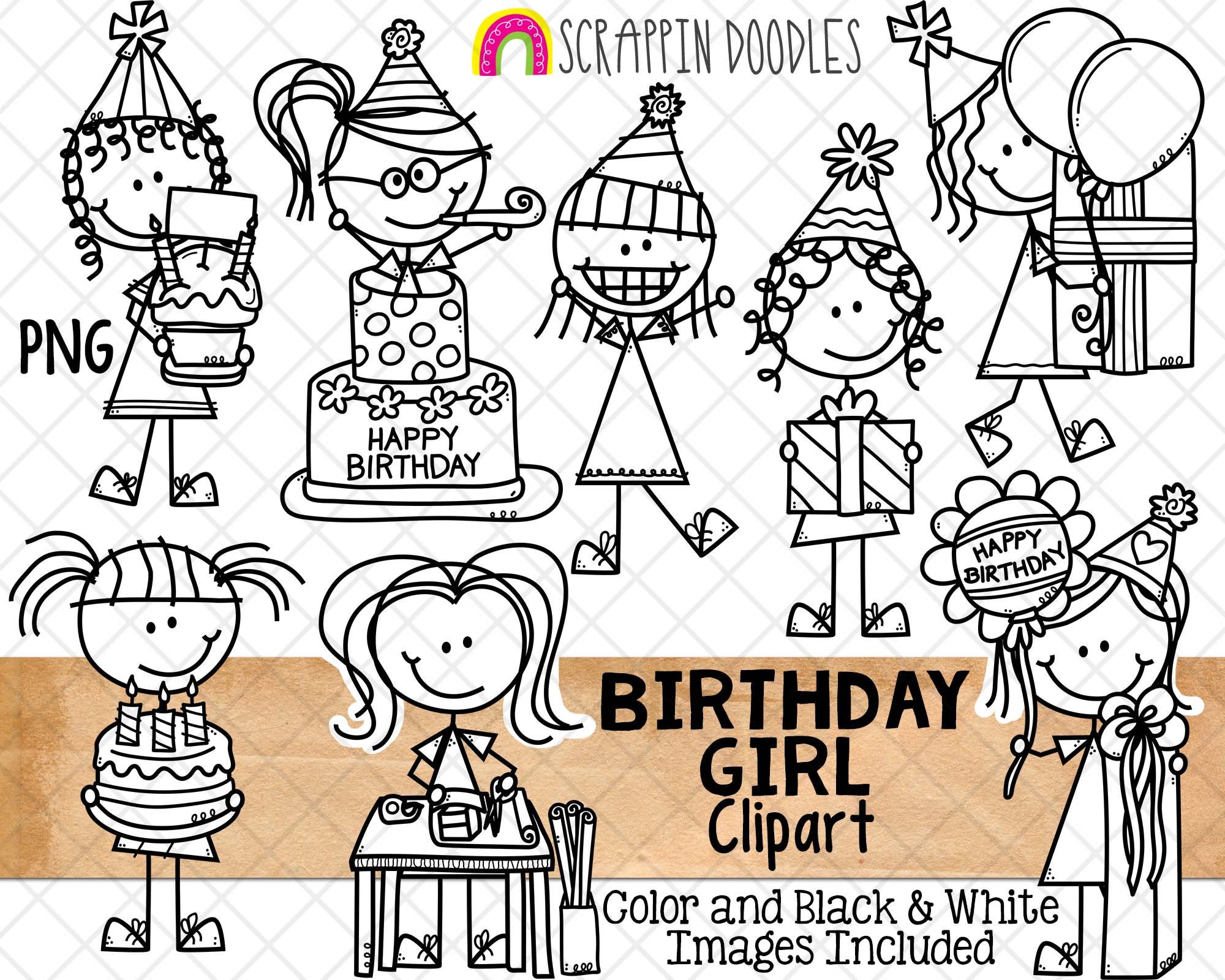 Birthday Clipart Doodle Girls Birthday Clip Art Birthday Party Cake ...