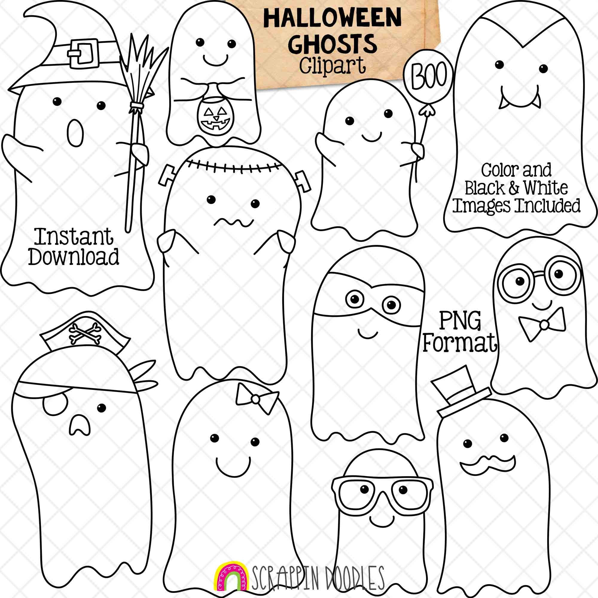 Halloween Ghost Clip Art Cute Dress up Ghosts Ghosts in Costumes ...