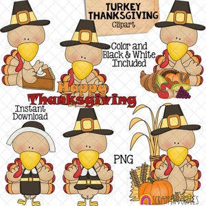 Turkey Clipart - Thanksgiving Turkeys Clip Art - Cute Pilgrim Turkeys ...