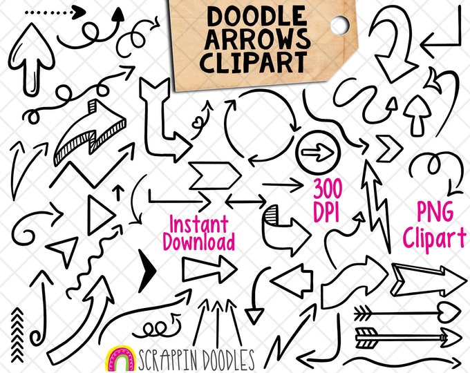 Doodle Note Boxes Clipart - Hand Doodled Sticky Notes - Black & White ...