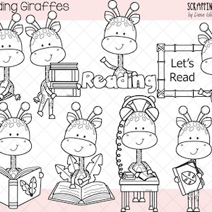 School Giraffes Clip Art Bundle - Cute Commercial Use Giraffe Clipart ...