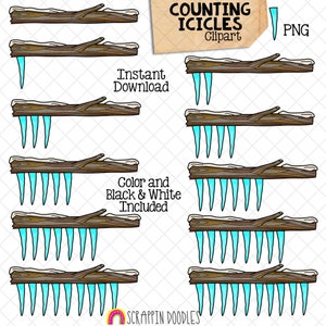 Winter Counting Clipart Bundle Ice Cubes Snowballs Snowflakes ...