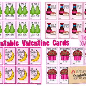 Printable Valentine Cards - Valentines Day Food Puns Gift Cards ...