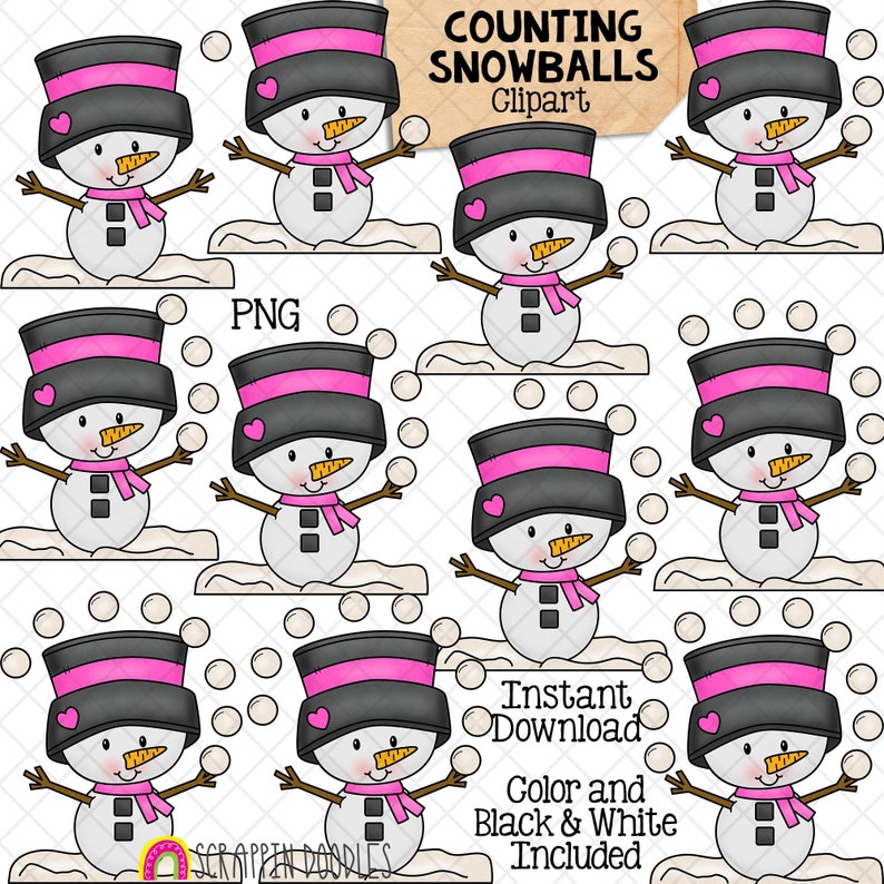 Counting Snowballs Clipart Winter Snowman Juggling Snow Balls Counting ...