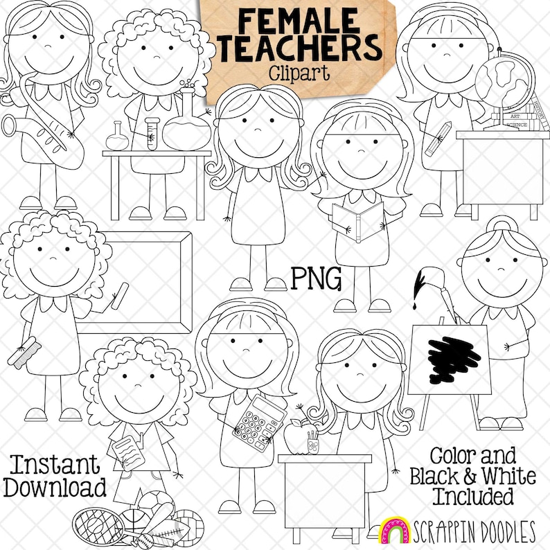 Female Teachers Clip Art Woman Teaching Science Math Music Language ...