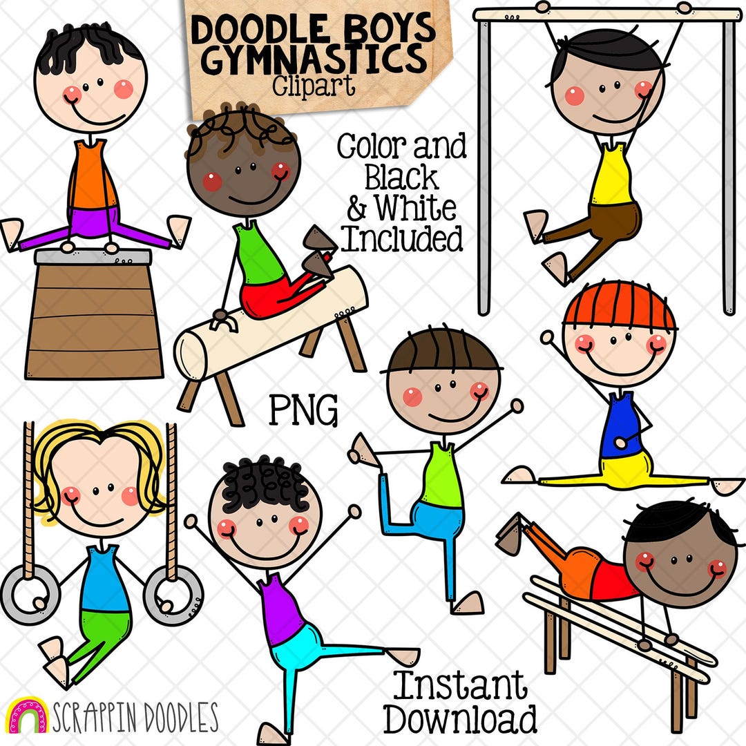 Gymnastics Boys Clip Art - Sports Kids - Stick Figures - Acrobatic ...
