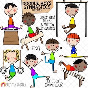 Gymnastics Boys Clip Art - Sports Kids - Stick Figures - Acrobatic ...