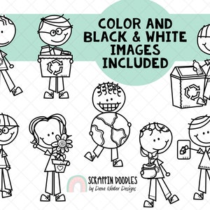 Earth Day Clipart Doodle Earth Day Boys Instant Download | Etsy