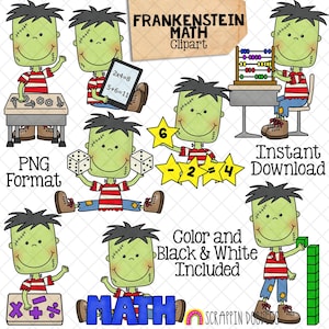 Frankenstein Math Clip Art Halloween Math Clipart Addition Counting ...