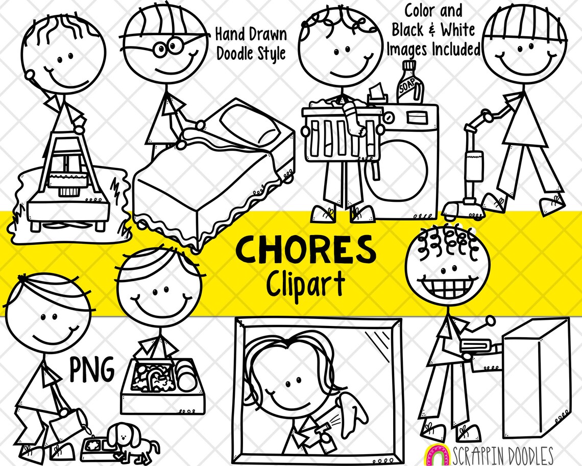 Household Chores Clipart doodle Boys Chores Clipart Kids - Etsy