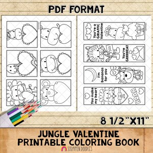Valentines Day Coloring Book - Jungle Animals Valentine's Day Coloring ...