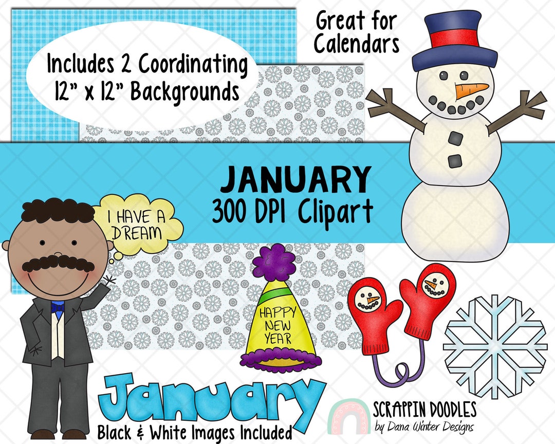 Calendar Clipart - January Bulletin Board - January Clipart - Holiday ...