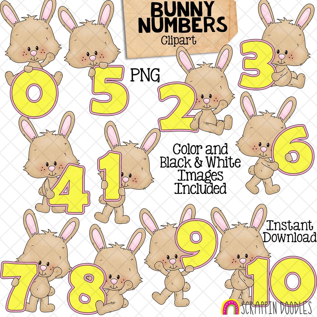 Bunny Number Clip Art - Rabbits Holding Numbers 0 to 10 - Number ...