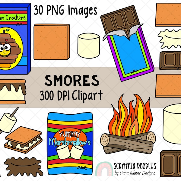 Cute Camping Doodles Clip Art - Etsy