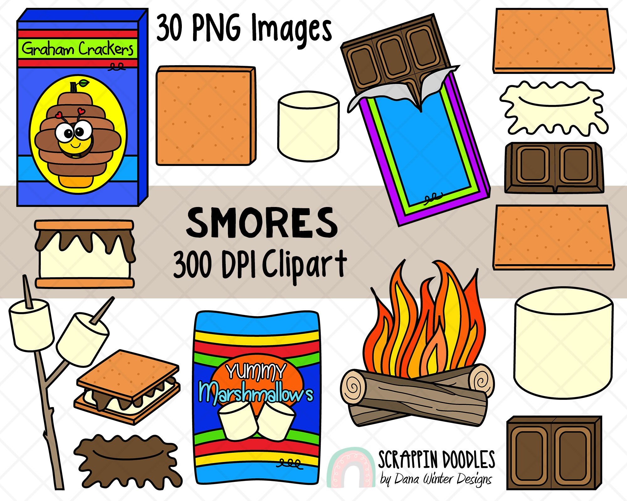 Smores Clip Art Smores Pals Chocolate, Marshmallows, Graham Crackers ...