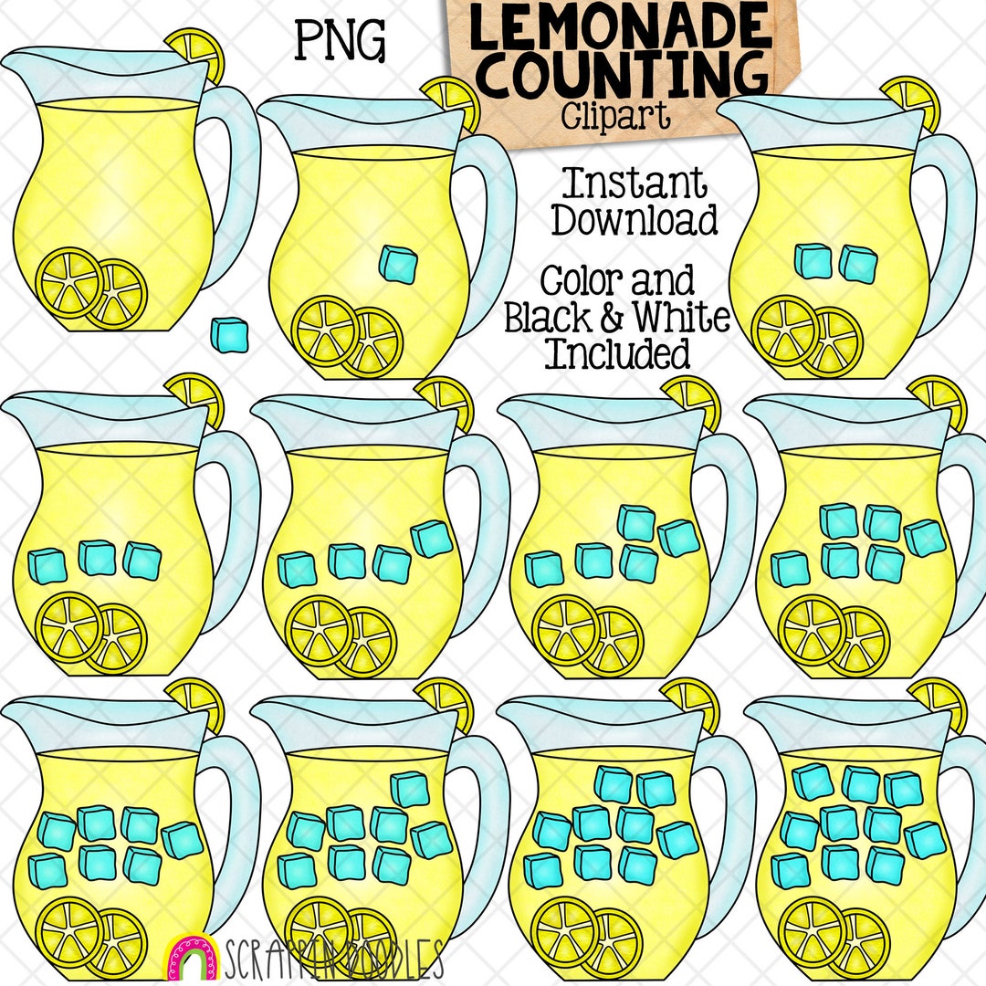 Counting Ice Cubes in Lemonade Clipart - Summer Lemonade Counting ...