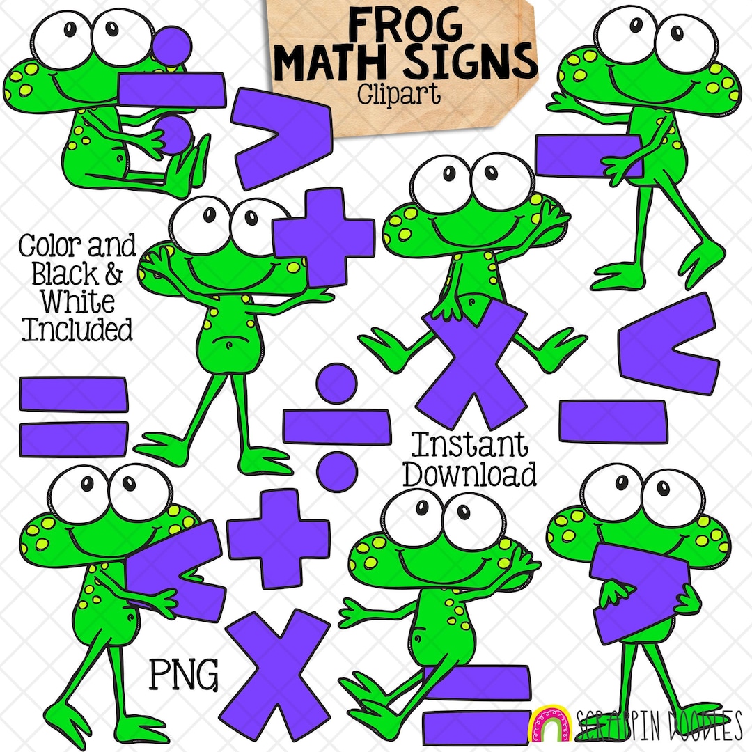 Frog Clipart - Math Signs - Frogs Posing - Cute Frogs - Sublimation ...