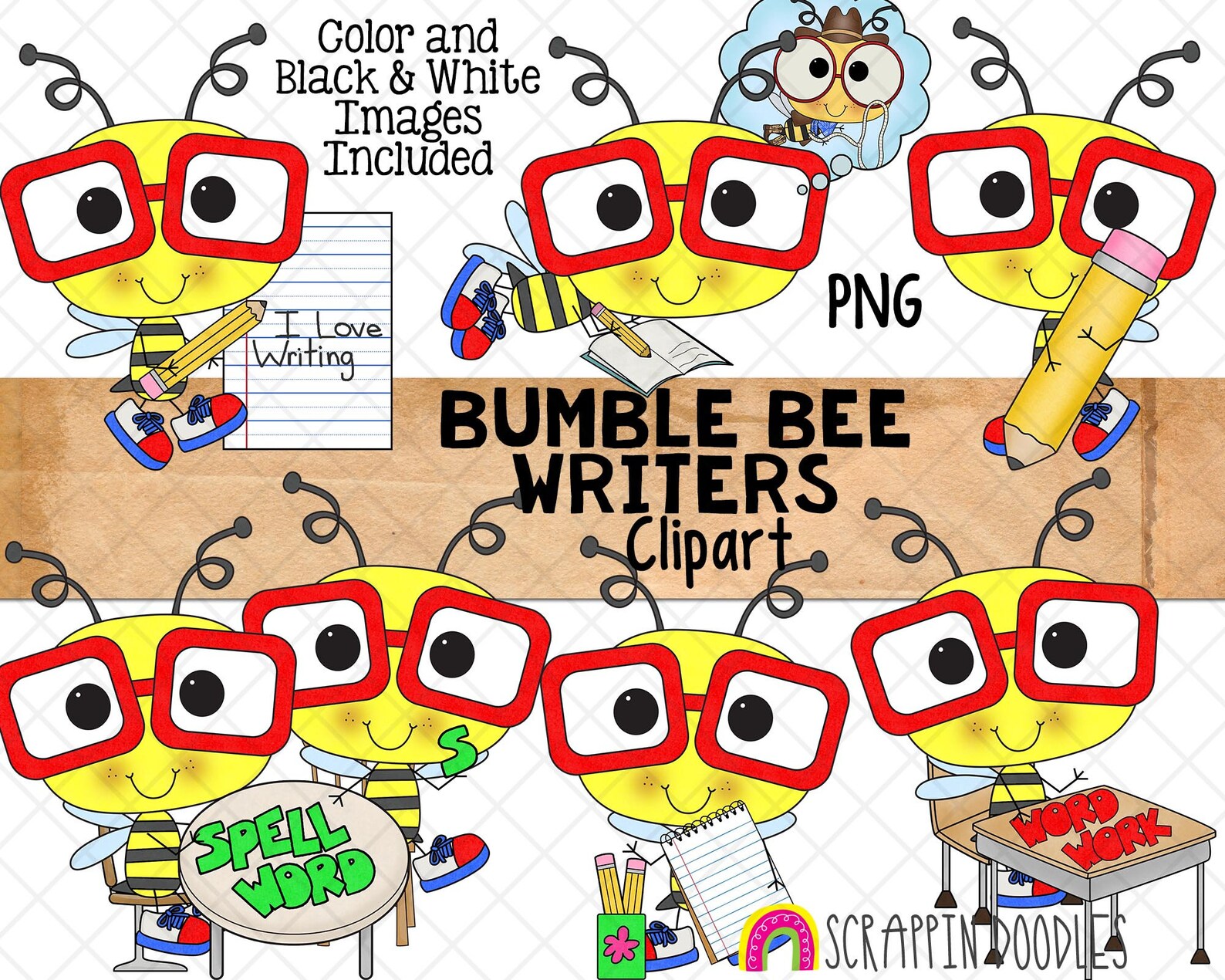 Bumble Bee Writers Clipart - Spelling Bee - Commercial Use ...