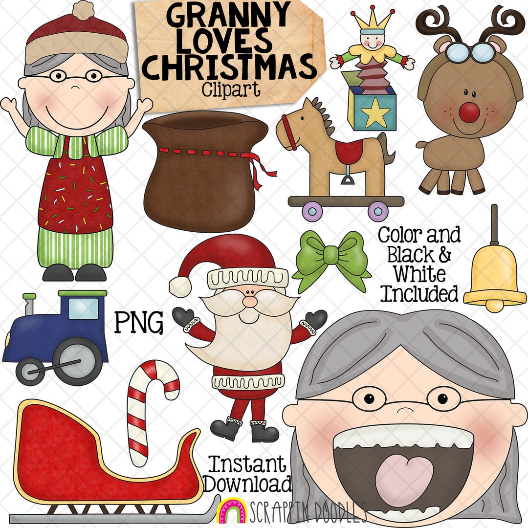 Old Lady Swallowed a Bell Clip Art - Granny Loves Christmas Graphics ...