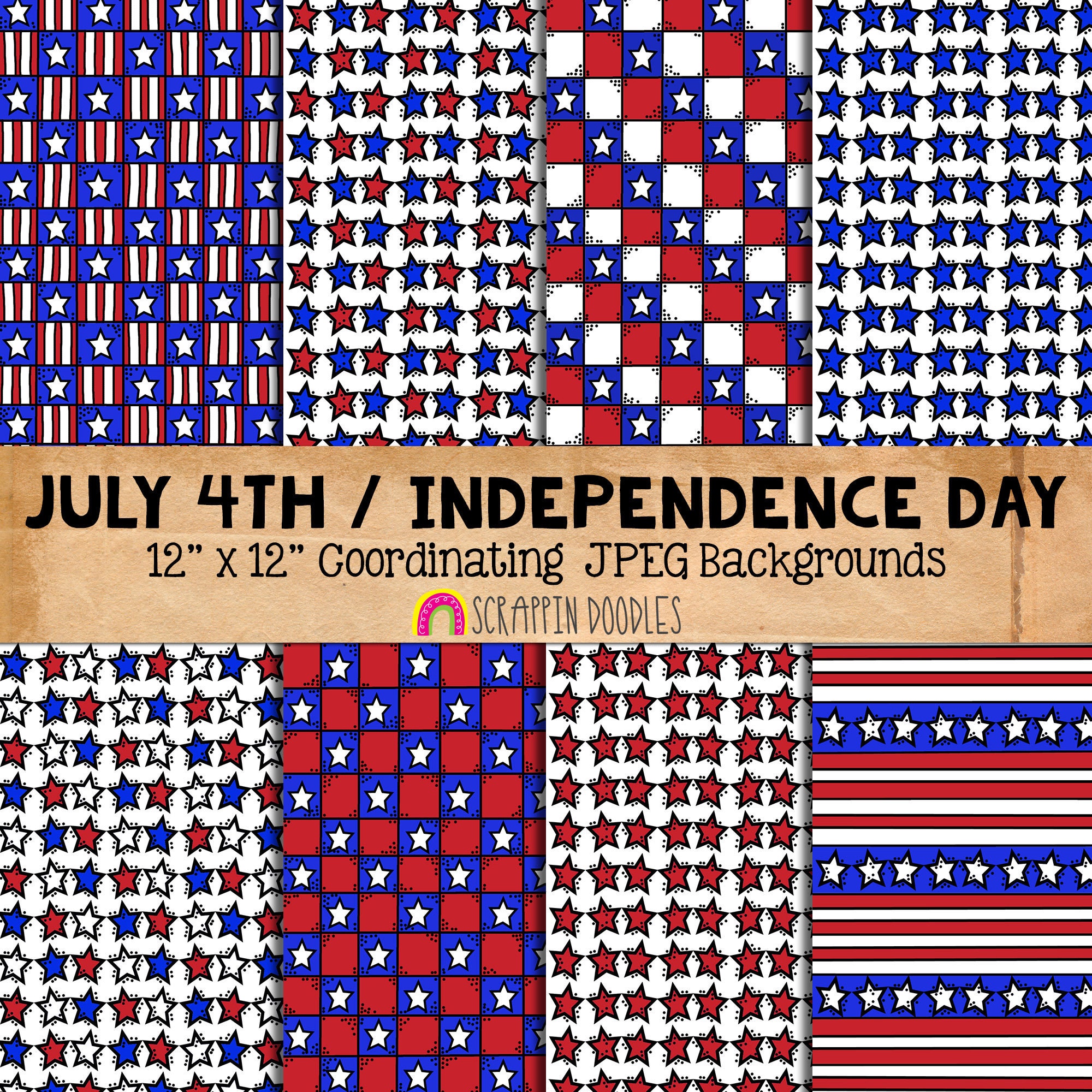 July 4th Clipart Bundle - Backgrounds - Borders - Frames - Dividers ...