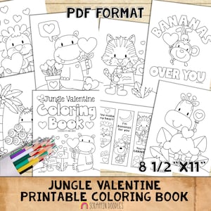 Valentines Day Coloring Book - Jungle Animals Valentine's Day Coloring ...