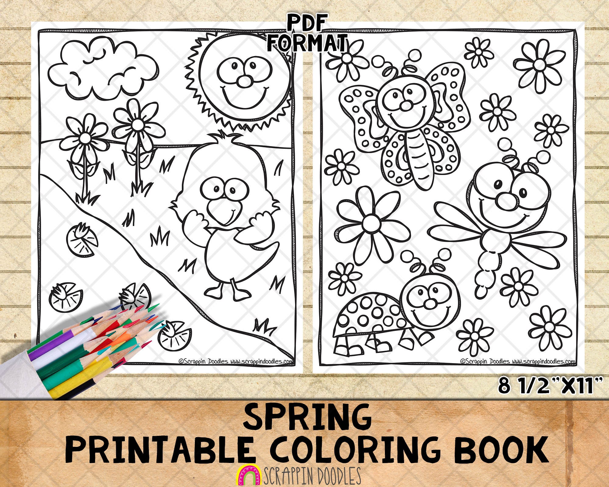 Spring Coloring Book Kids Printable PDF Coloring Pages Print on Home ...