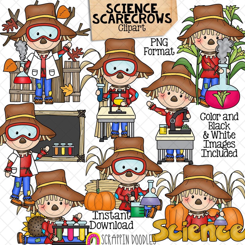 Science Scarecrows Clip Art - School - Experiment - Scientist - Autumn ...