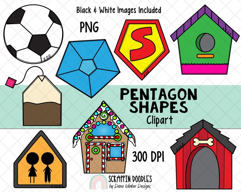 Shapes Clip Art Real Life Pentagon Shapes Clipart Geometric Shapes 3D ...