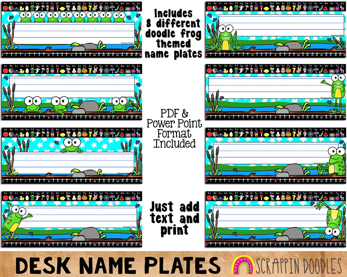 Frog Desktop Name Plates Classroom Decor Printable Student Desk Name ...