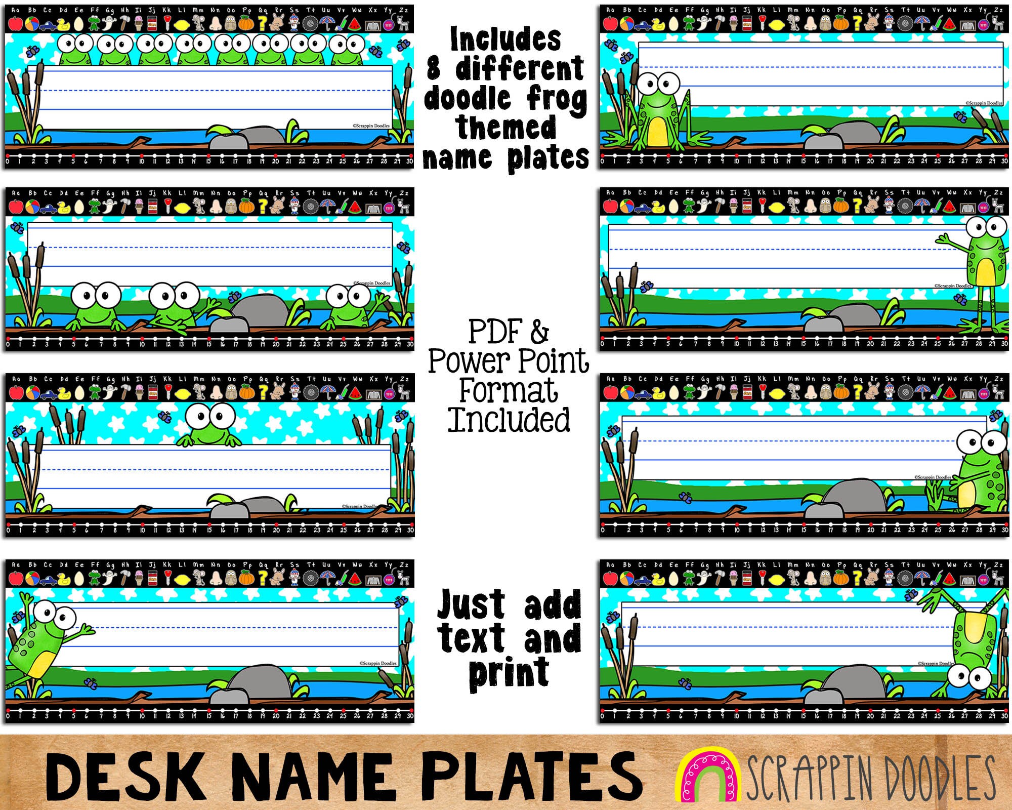 Frog Desktop Name Plates Classroom Decor Printable Student Desk Name ...