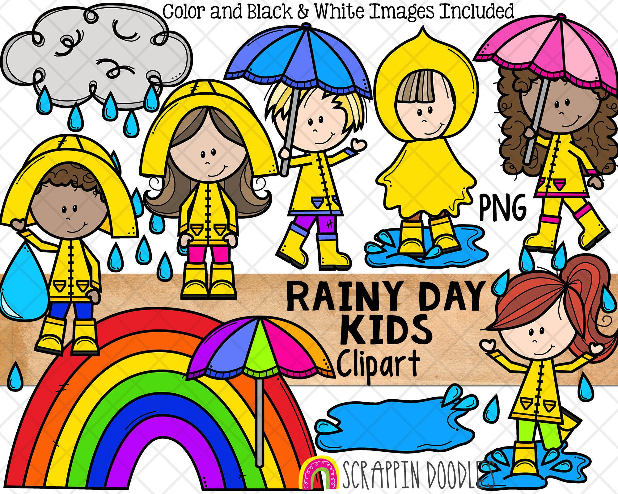 Rain Clipart Rainy Day Kids Clip Art Puddle Umbrella Rain Drops Weather ...