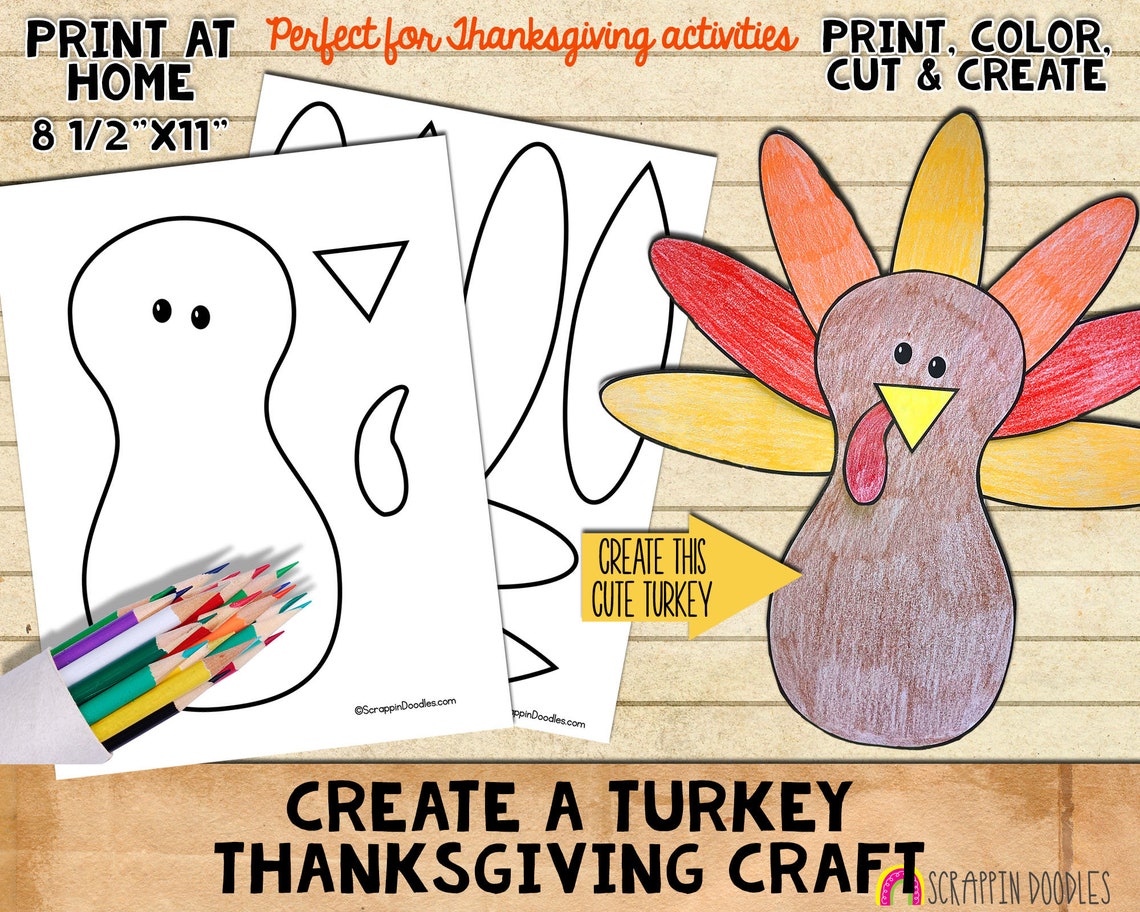 Thanksgiving Turkey Craft - Printable Turkey Paper Craft - Kids ...