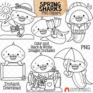 Spring Sharks Clip Art - Grey Shark Gardening Clipart - Baby Shark ...