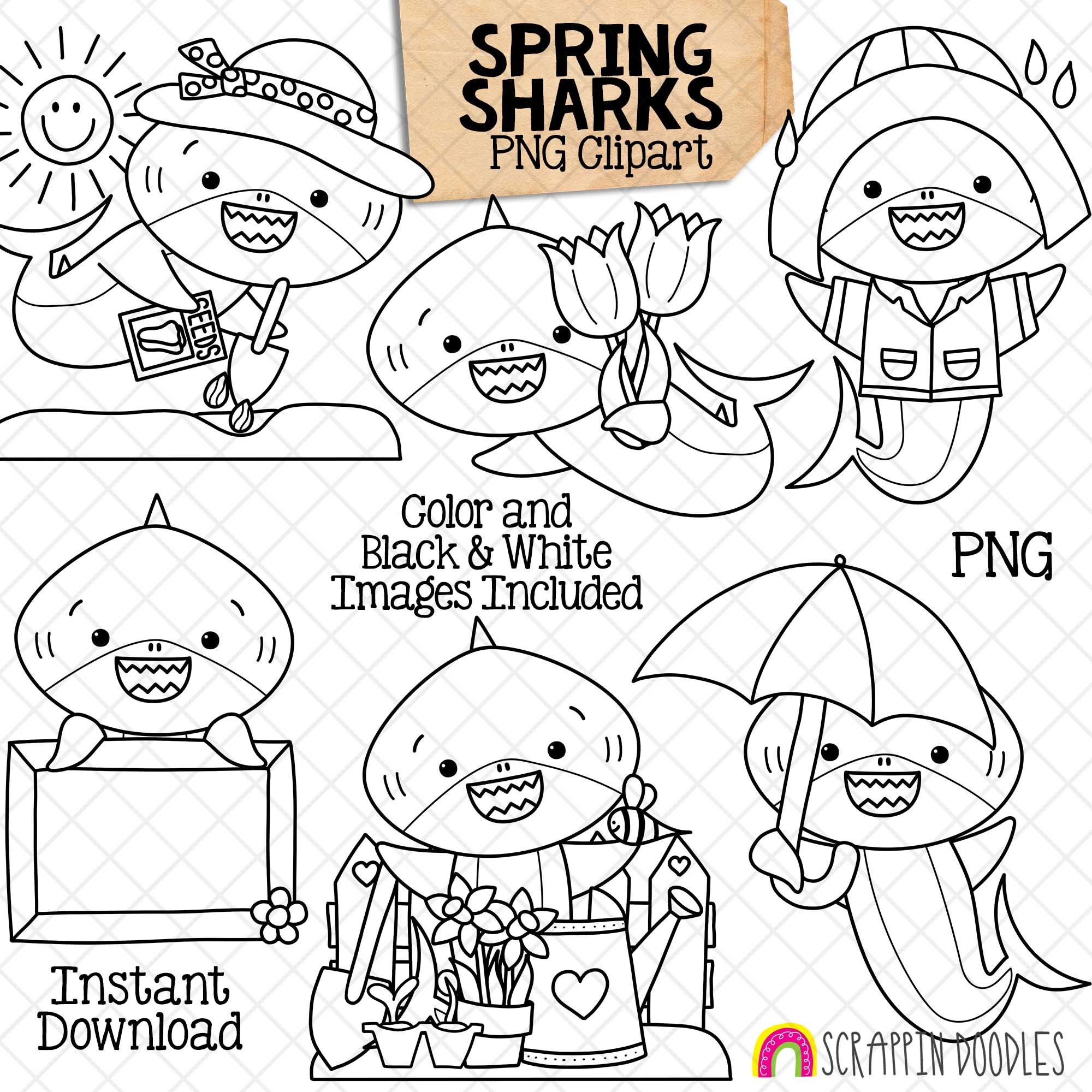 Spring Sharks Clip Art Grey Shark Gardening Clipart Baby Shark ...