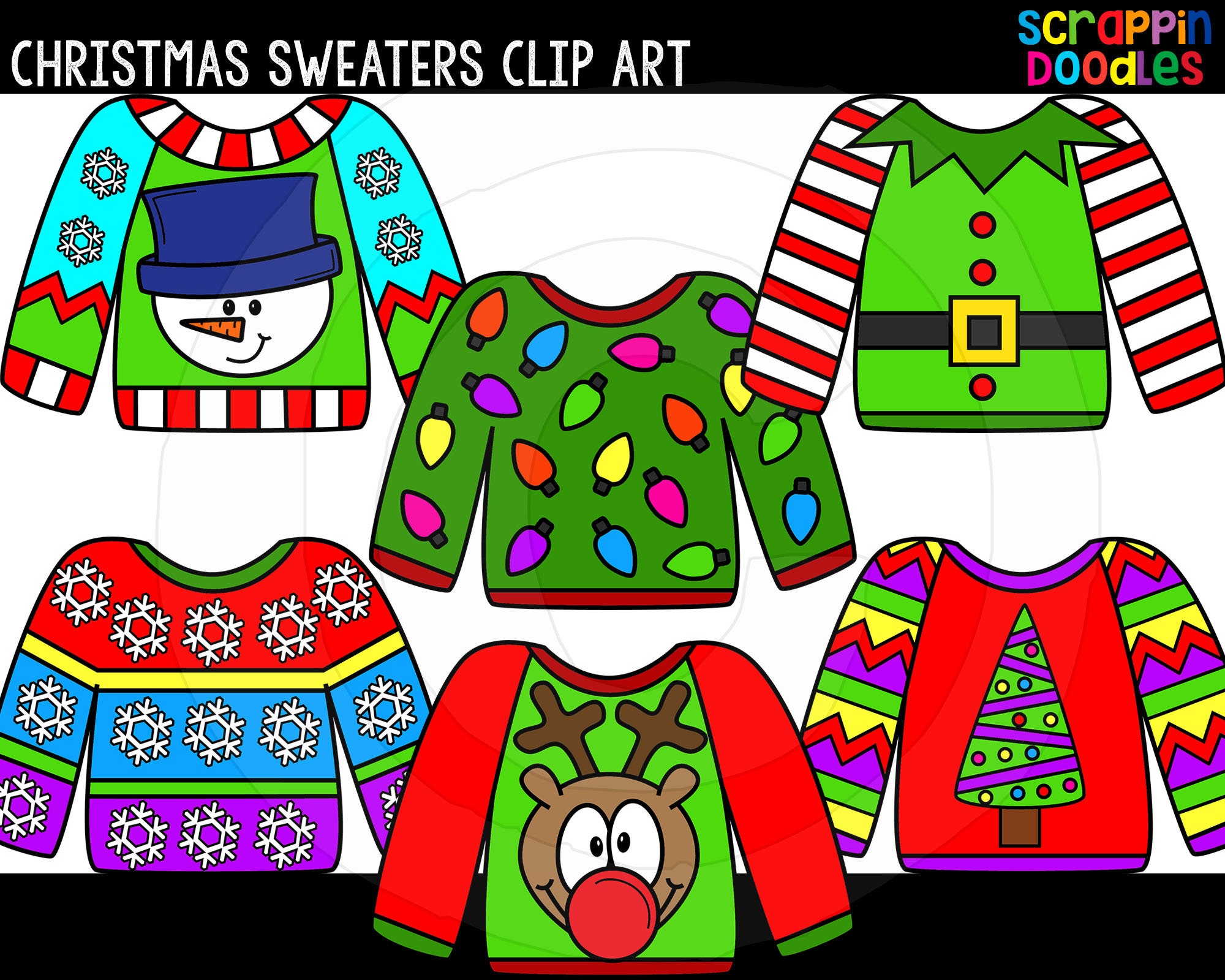 Christmas Sweaters Clip Art - Cute Commercial Use Christmas Sweater ...