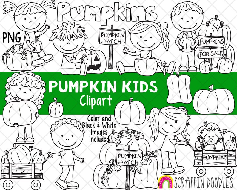 Pumpkin Kids Clipart - Pumpkin Patch Clipart - Picking Pumpkins Clipart ...