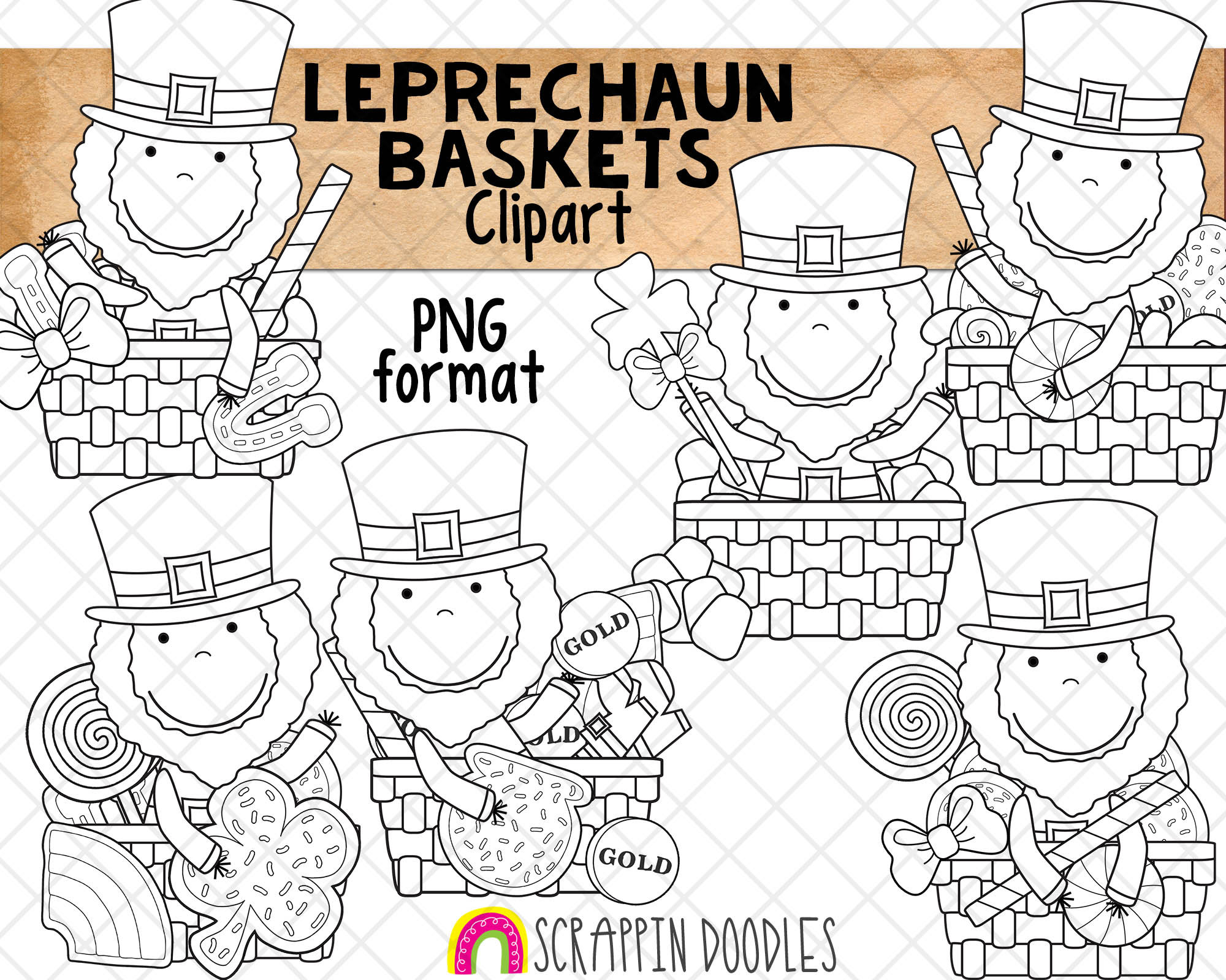 Leprechaun Baskets Clip Art St Patrick's Day Gift Basket Leprechauns ...