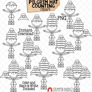 Counting Pilgrim Hats Clipart - Thanksgiving Pilgrim Hat Stacked Clip ...