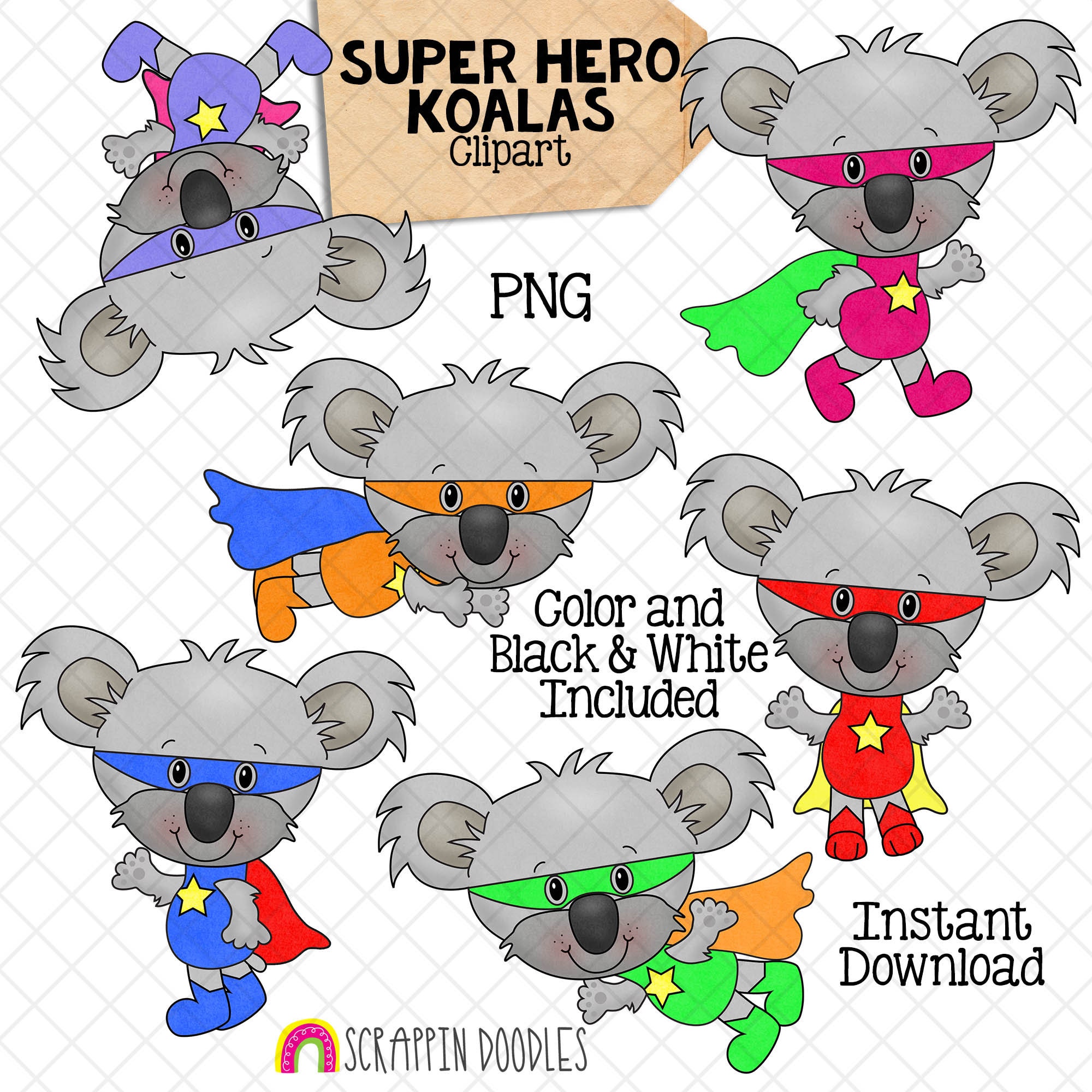 Koala Clipart - Super Hero Koala Bears Graphics - Commercial Use PNG - Etsy