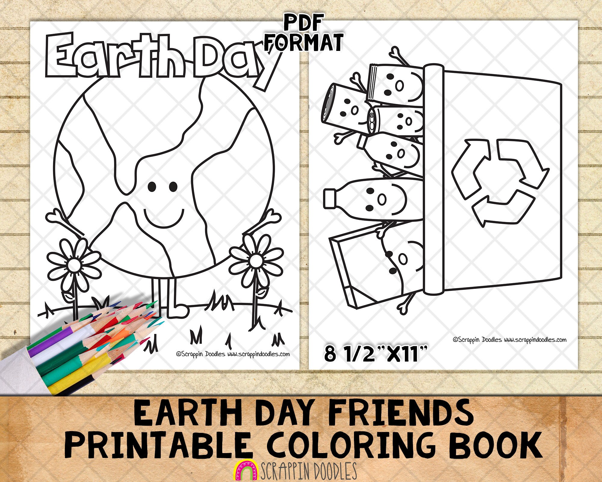 Earth Day Friends Coloring Book Kids Printable PDF Coloring Pages Print ...