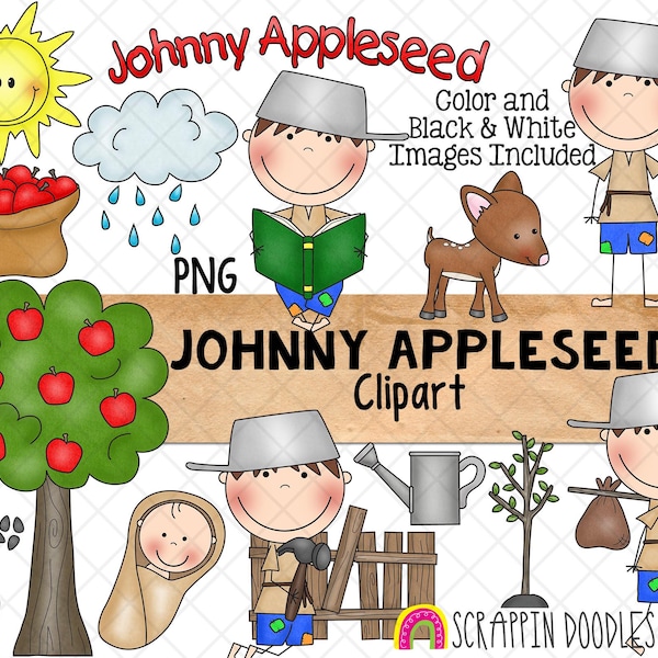 Johnny Appleseed Clipart - Etsy