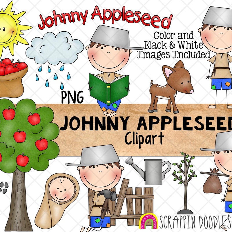 Johnny Appleseed Clipart - Etsy