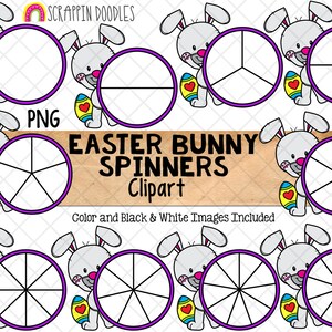 Bunny Spinner Clip Art - Commercial Use Easter Rabbits Holding Spinners ...