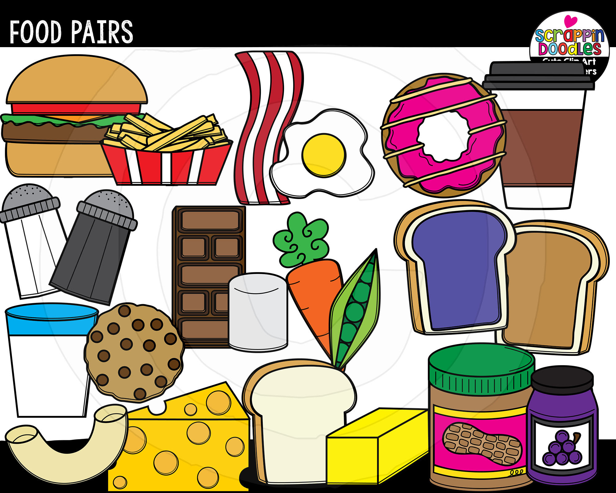 Food Pairs Clip Art Cute Commercial Food That Go Together Clipart ...