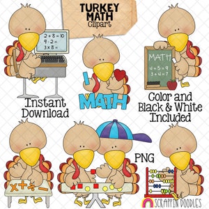 Turkey Clipart - Math Turkeys Clip Art - Cute School Turkeys Graphics ...