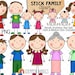 Stick Family Clip Art - Various Hair Colors - Stick Figures - Stick ...