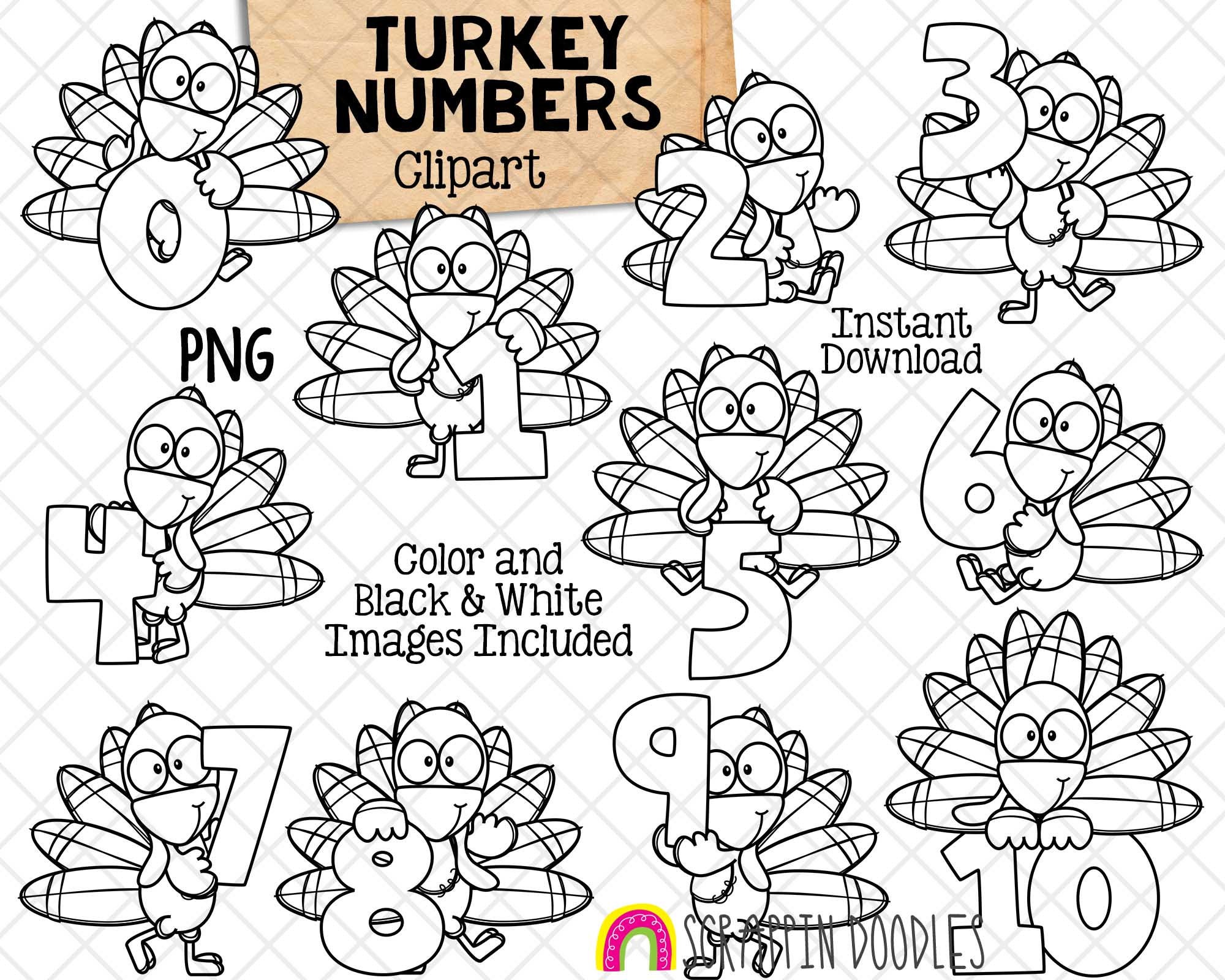 Turkey Clipart Number Turkey Clip Art Numbers Counting Turkeys Instant ...